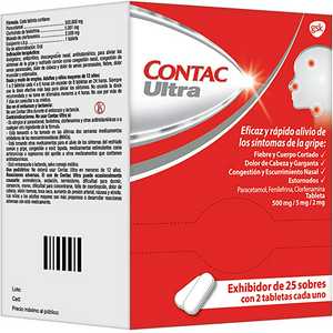 Contac Ultra Exhibidor 500/5/2mg caja 25 sobres 2 tabletas cada uno ...