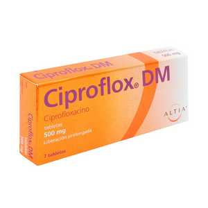 Ciproflox Dm 500mg caja con 7 tabletas | Precio Vitau