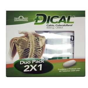 Dical 400mg caja con 2 frascos de 60 tabletas cada uno | Vitau
